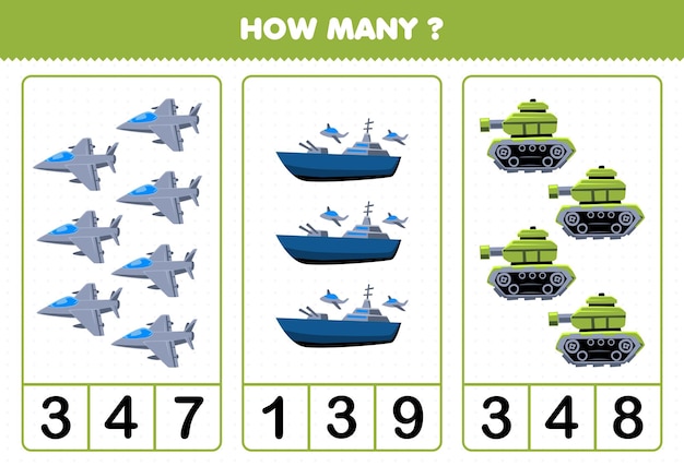 Counting Airplanes, Ships, and Tanks in Vibrant Illustration | Jiffy ...