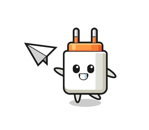 Cheerful Electrical Plug Mascot Waving a Paper Airplane | Jiffy Designs