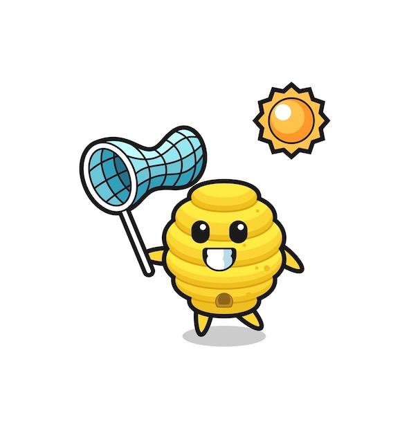 Cheerful Honeycomb Character Catching Sunlight with Net | Jiffy Designs