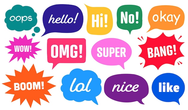 Vibrant Speech Bubbles: A Playful Collection of Expressive Phrases ...