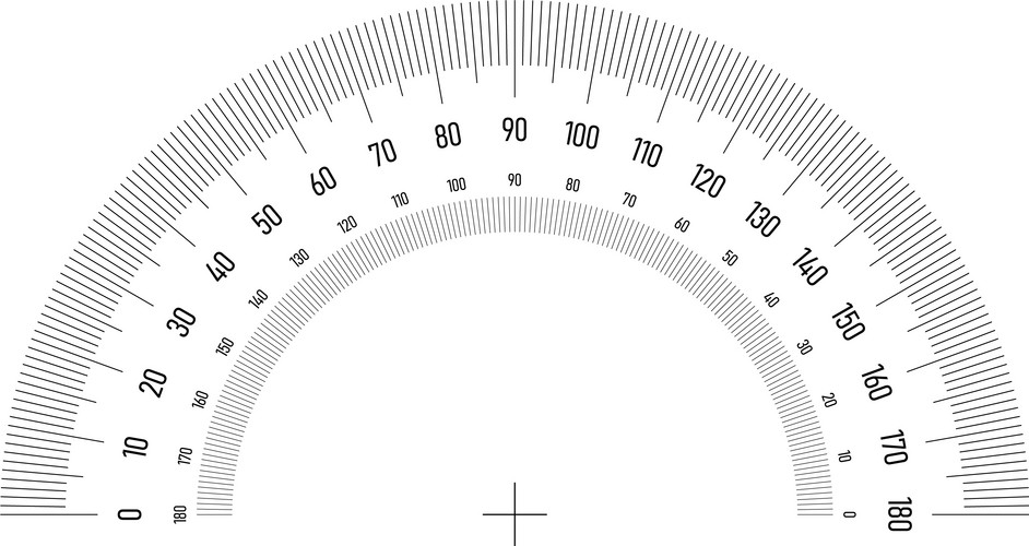 Protractor Grid For Measuring Angle Or Tilt. Double Side 180 Degrees ...
