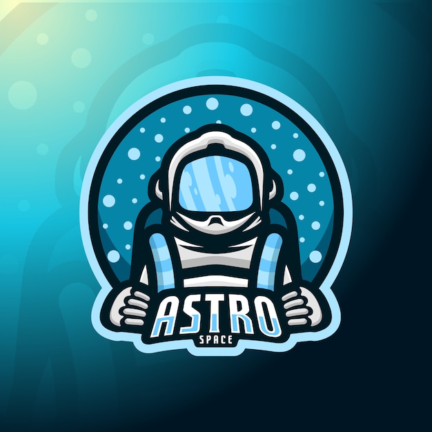 Playful Astronaut Emblem with Polka Dots on Teal Backdrop | Jiffy Designs