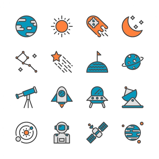 Whimsical Space Exploration Icons: Cosmic Adventure Symbols | Jiffy Designs