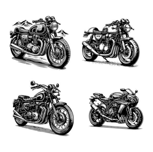 Powerful and Iconic Retro Motorcycle Designs in Monochrome | Jiffy Designs