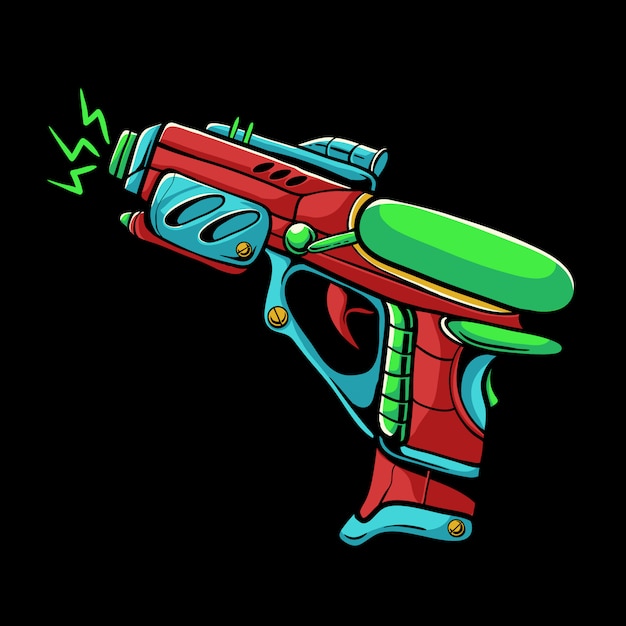 Vibrant Retro Laser Blaster Weapon in Bold Colors | Jiffy Designs
