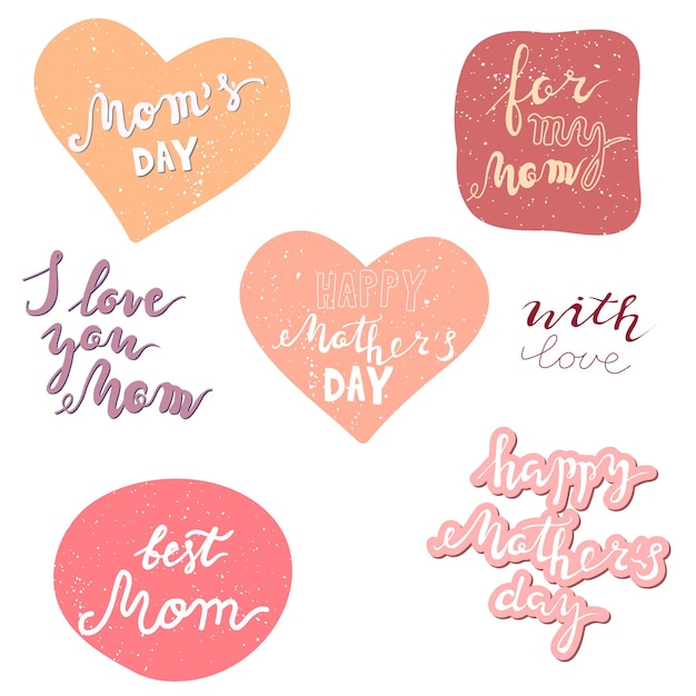 Vibrant Mother's Day Emblem Collection with Heartfelt Sentiments ...
