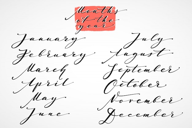Handwritten Months of the Year in Elegant Calligraphy Script | Jiffy ...