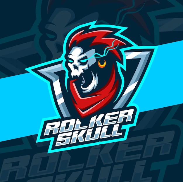 Fierce Rocker Skull Mascot Logo for Gaming or Esports | Jiffy Designs