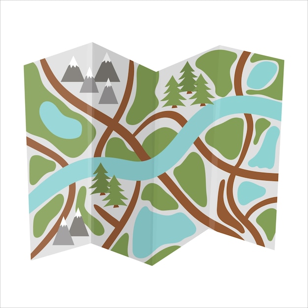 Vibrant Wilderness Adventure Map with Mountains and Forests | Jiffy Designs