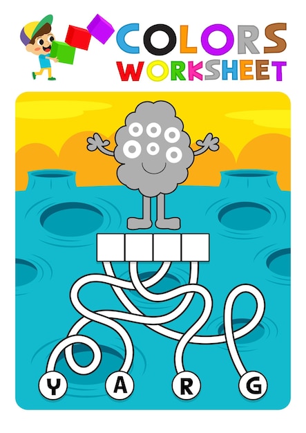 Colorful Creature Navigates Vibrant Maze on Colors Worksheet | Jiffy ...