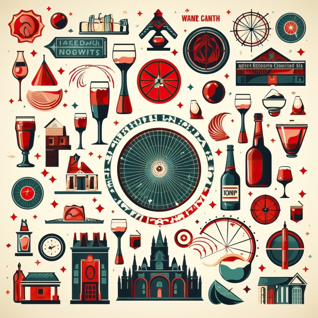 Captivating Collage of Wine-Inspired Iconography and Imagery | Jiffy ...