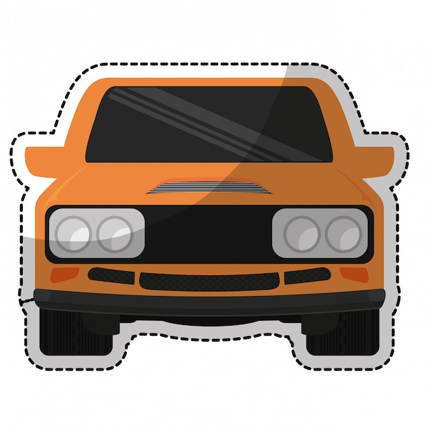 Vintage Orange Muscle Car Illustration with Dotted Outline | Jiffy Designs