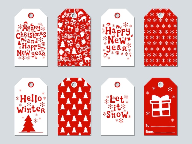 Festive Christmas and New Year Gift Tags with Iconic Symbols | Jiffy ...