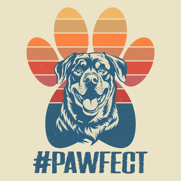 Adorable Paw-Print Pup with Retro Sunset Backdrop | Jiffy Designs