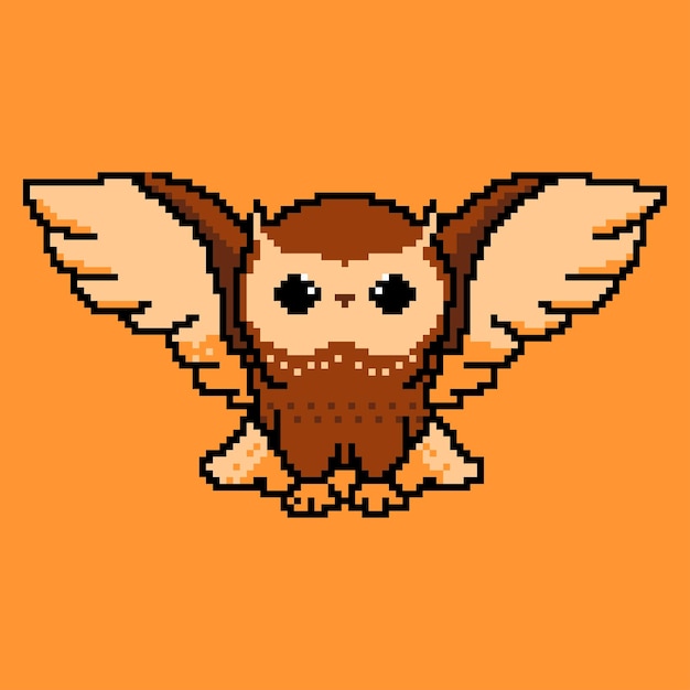 Adorable Winged Owl Pixel Art in Warm Tones | Jiffy Designs
