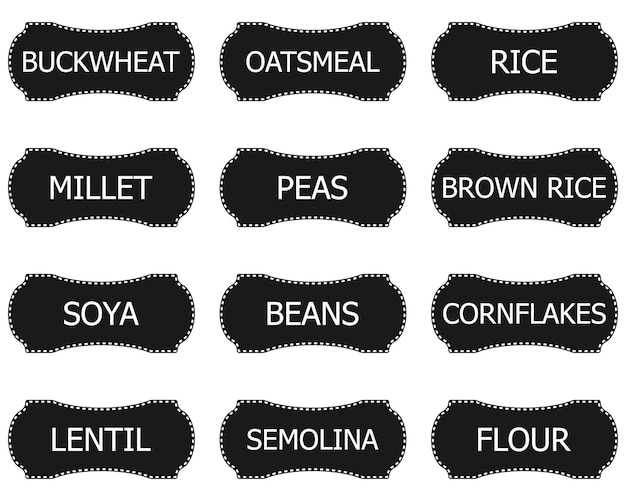 Rustic Monochrome Labels for Various Grains and Legumes | Jiffy Designs