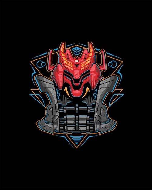 Powerful Mecha Warrior in Futuristic Emblem Design | Jiffy Designs