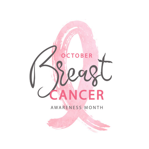 Breast Cancer Awareness Month. Watercolor Pink Ribbon. Poster With Hand ...