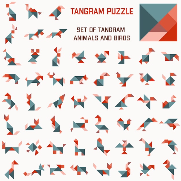Vibrant Tangram Animals and Birds: Geometric Shapes in Motion | Jiffy ...