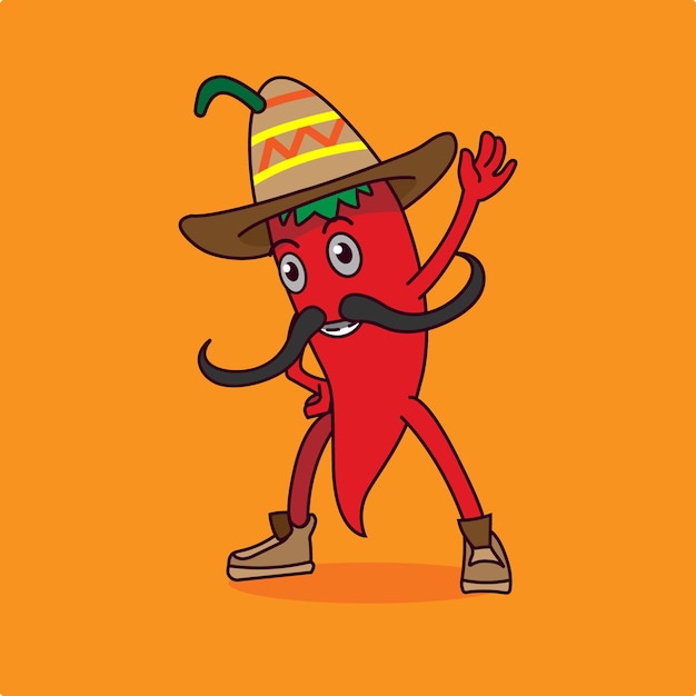Lively Red Chili Pepper in Vibrant Sombrero Hat | Jiffy Designs