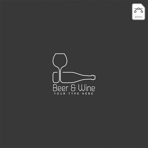 Minimalist Beer and Wine Logo in White on Black Background | Jiffy Designs