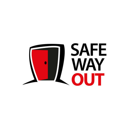 Safe Way Out Sign. Vector Illustration On White Background. | Jiffy Designs