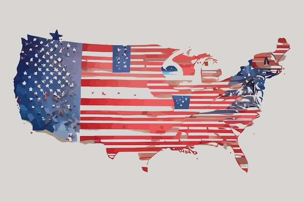 Vibrant Patriotic Map of the United States of America | Jiffy Designs