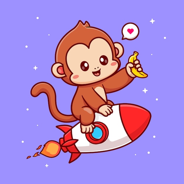 Adorable Monkey Riding a Rocket Through the Stars | Jiffy Designs