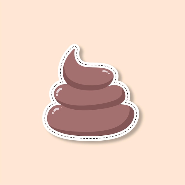 Whimsical Brown Poop Sticker with Dotted Outline | Jiffy Designs