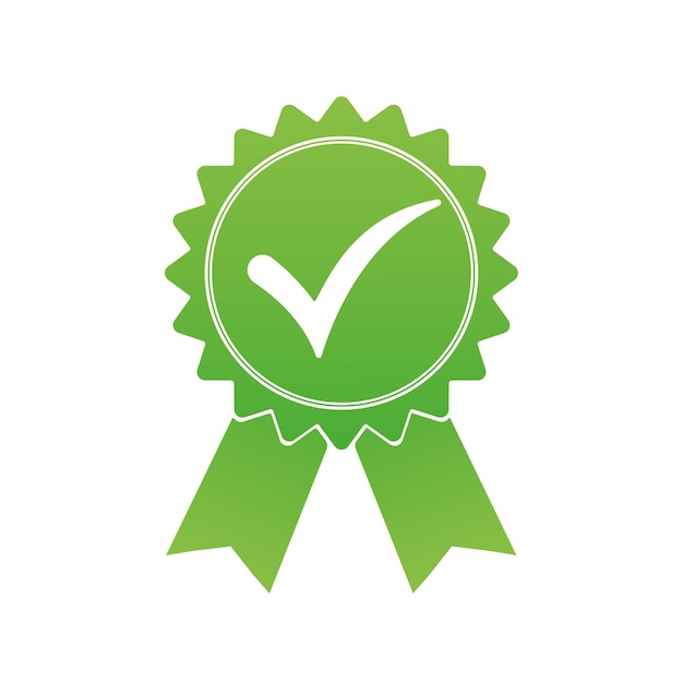 Vibrant Green Checkmark Badge with Ribbons | Jiffy Designs