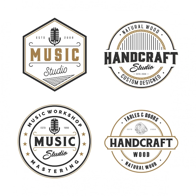 Vintage Music and Handcraft Studio Logos with Retro Designs | Jiffy Designs