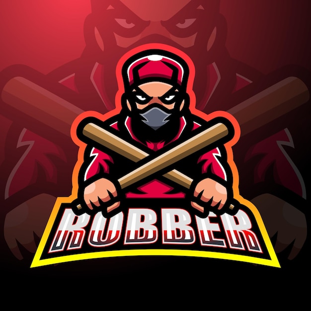 Fearsome Ninja Warrior with Crossed Bats Mascot Logo | Jiffy Designs