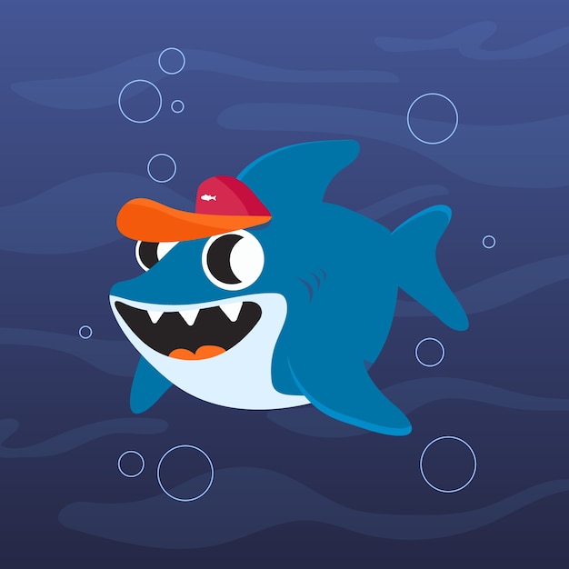 Playful Shark in Underwater Scene with Bubbles | Jiffy Designs