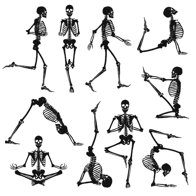 Playful Skeletal Figures in Dynamic Poses | Jiffy Designs