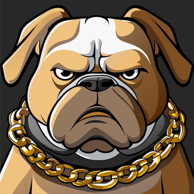 Ferocious Bulldog with Intimidating Stare and Gleaming Gold Chain ...