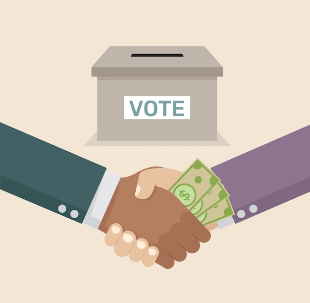 Voting Booth with Handshake and Cash, Symbolic of Political Process ...