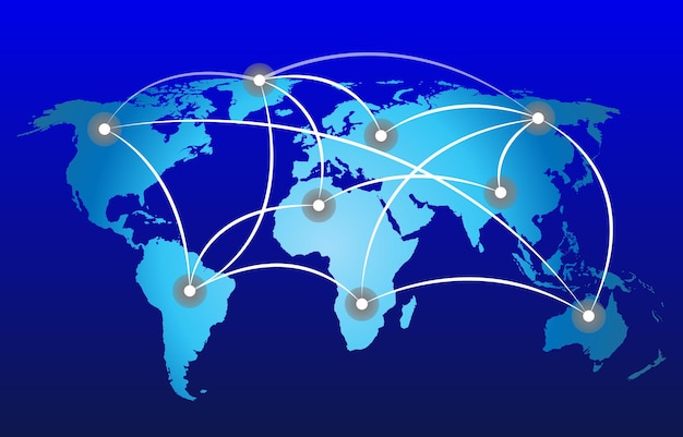 Glowing Global Network of Interconnected Locations on World Map | Jiffy ...
