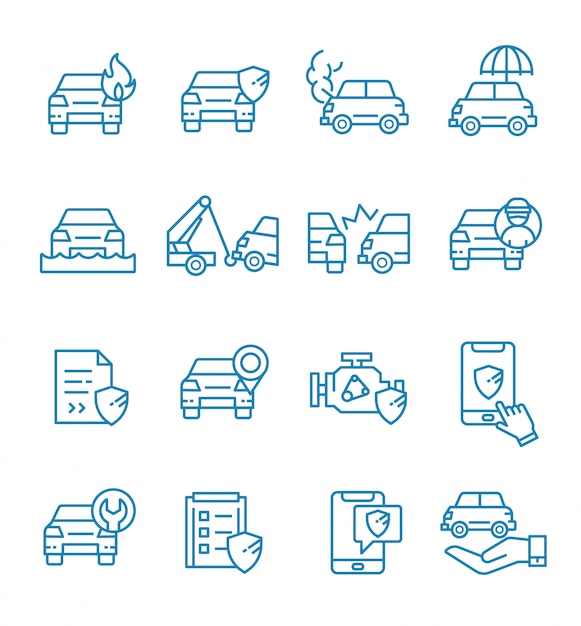 Diverse Automotive Icons: Vehicles, Services, and Safety Features ...