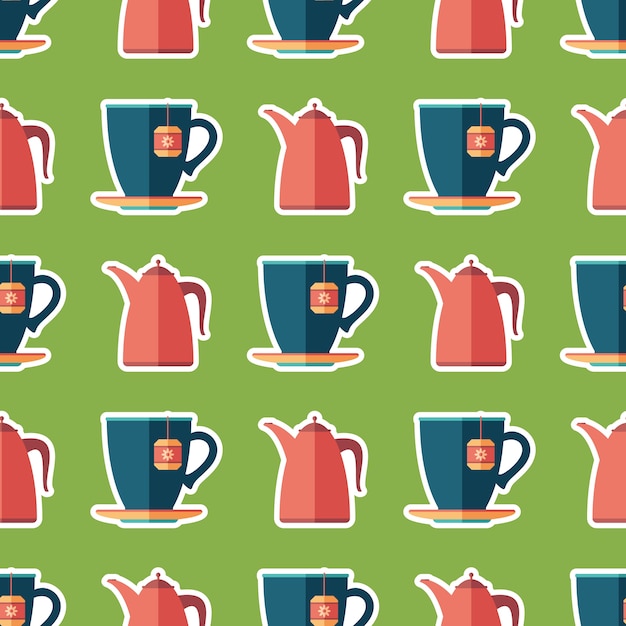 Seamless Pattern of Colorful Coffee Mugs and Pitchers | Jiffy Designs