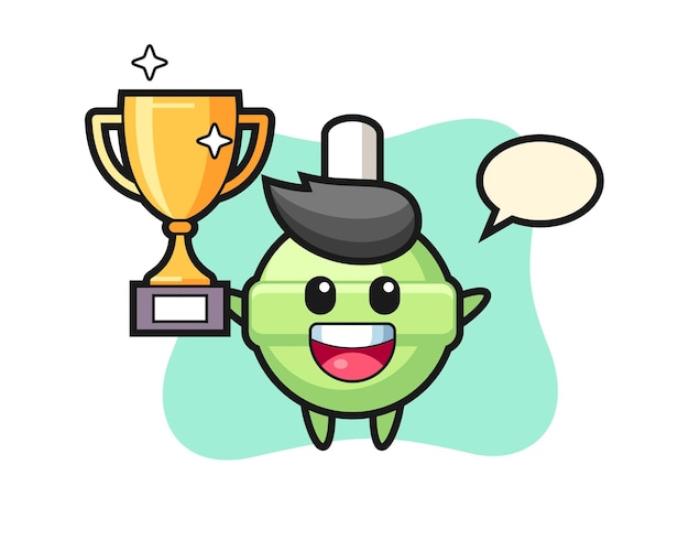 Cheerful Cartoon Character Celebrating Victory with Trophy | Jiffy Designs