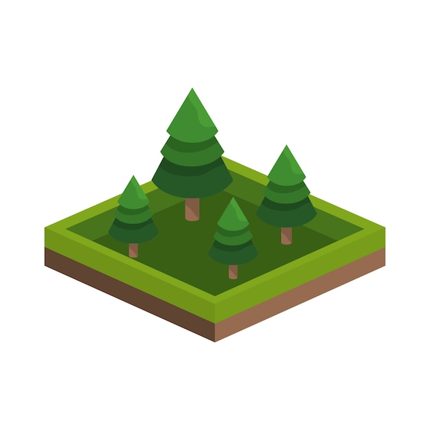Vibrant Isometric Forest Landscape with Pine Trees | Jiffy Designs
