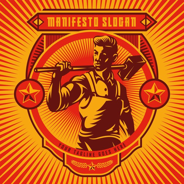 Powerful Propaganda Poster with Defiant Worker Figure | Jiffy Designs