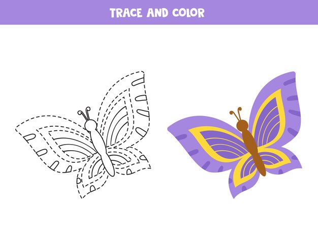 Butterfly Outline and Colored Illustration for Tracing and Coloring ...