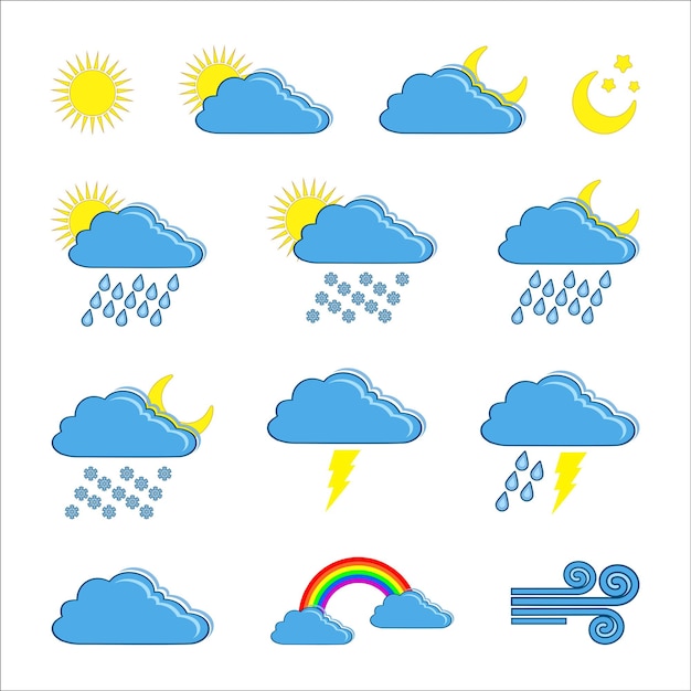 Vibrant Weather Icons: A Diverse Collection of Atmospheric Symbols ...