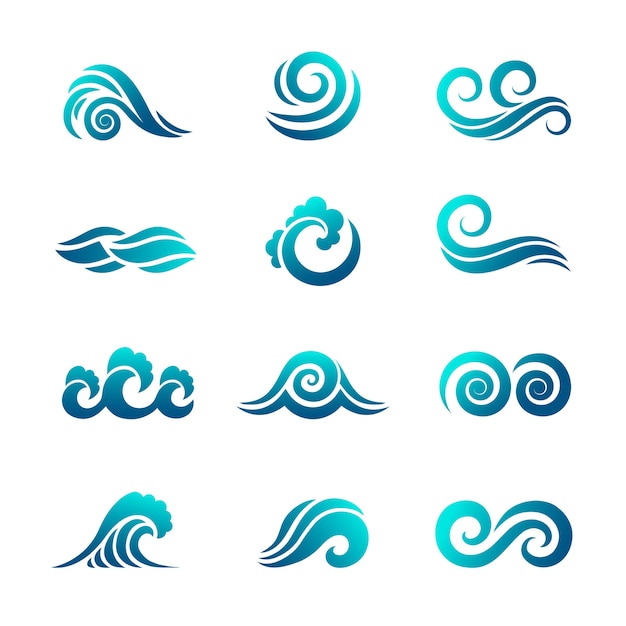 Vibrant Aquatic Wave Symbols for Versatile Design Needs | Jiffy Designs