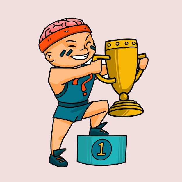 Victorious Young Athlete Holding Championship Trophy | Jiffy Designs