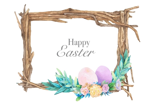 Rustic Easter Egg Frame with Floral Watercolor Illustration | Jiffy Designs