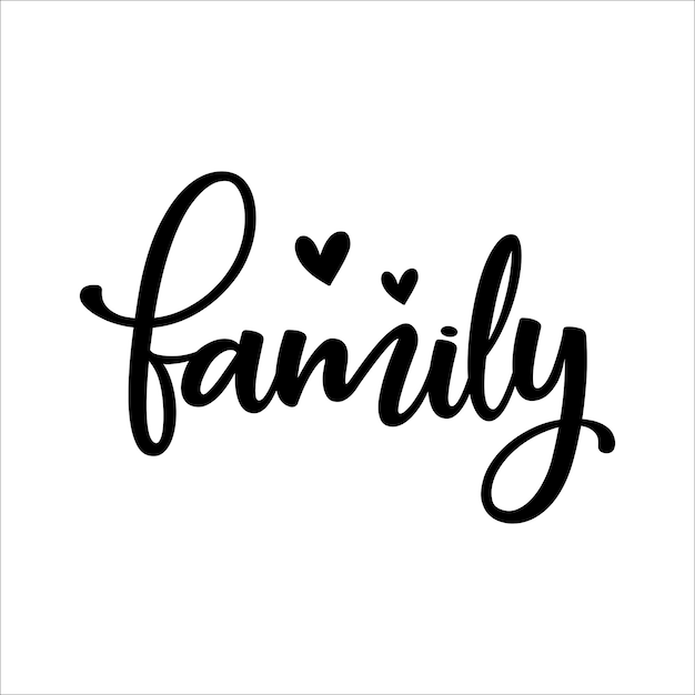 Elegant Handwritten 'Family' Text with Hearts | Jiffy Designs
