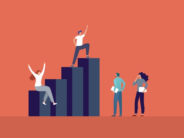 Diverse team celebrating success on a growth chart | Jiffy Designs