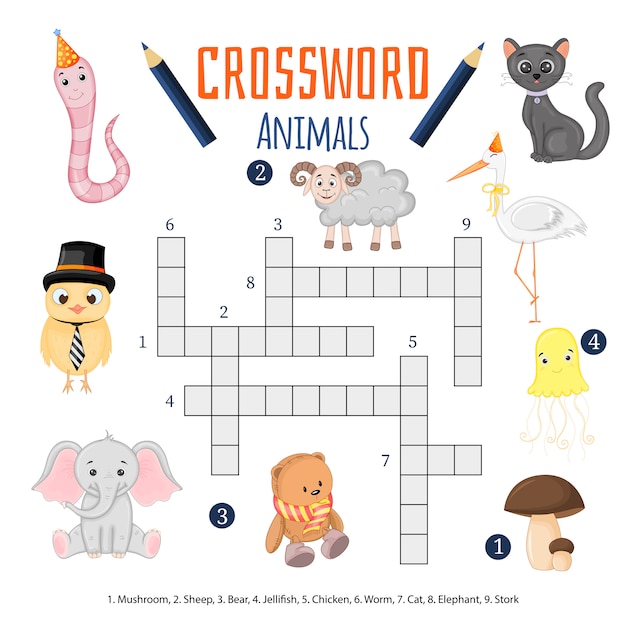 Whimsical Crossword Puzzle Featuring Adorable Animals | Jiffy Designs